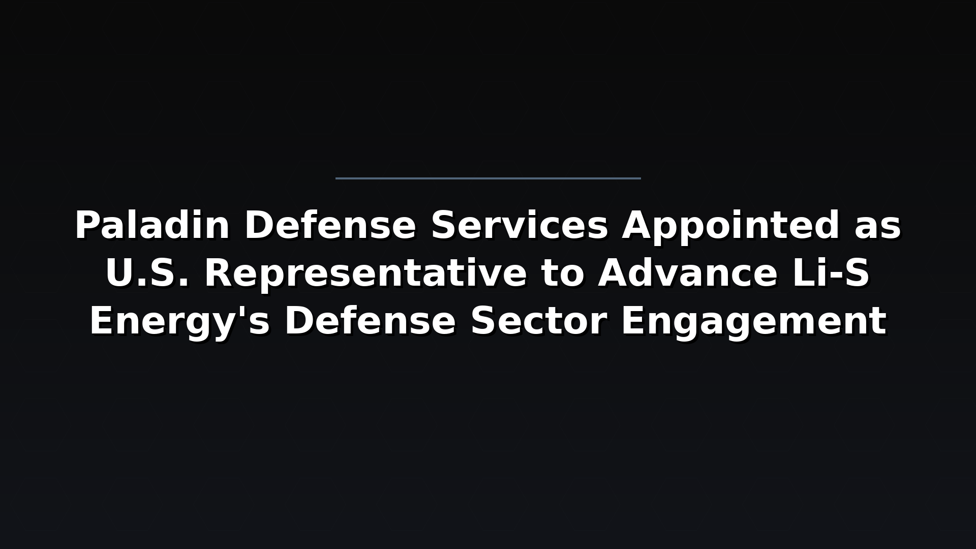 Paladin Defense Services Appointed as U.S. Representative to Advance Li ...